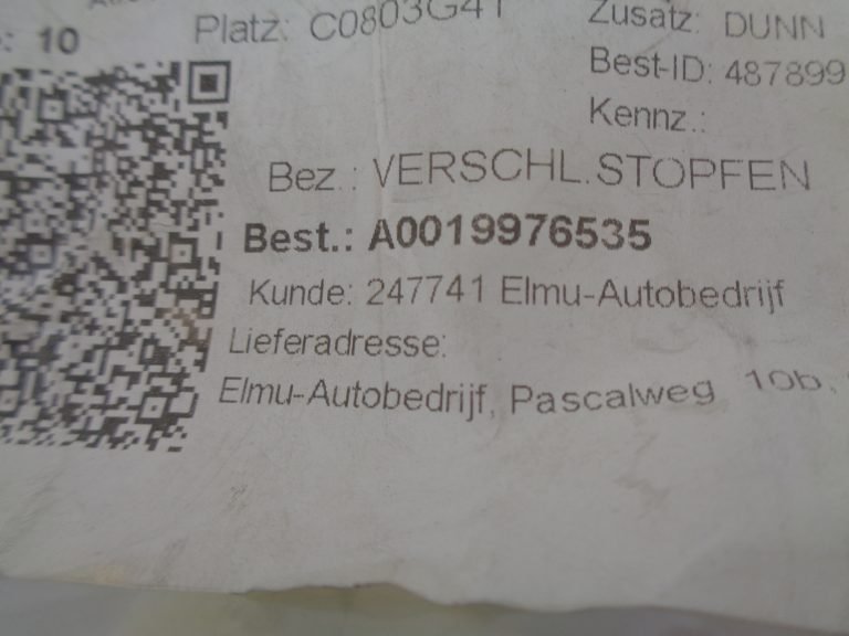 A0019976535 SLUITPLUG NEW OLD STOCK ORIGINEEL MERCEDES-BENZ - JLParts